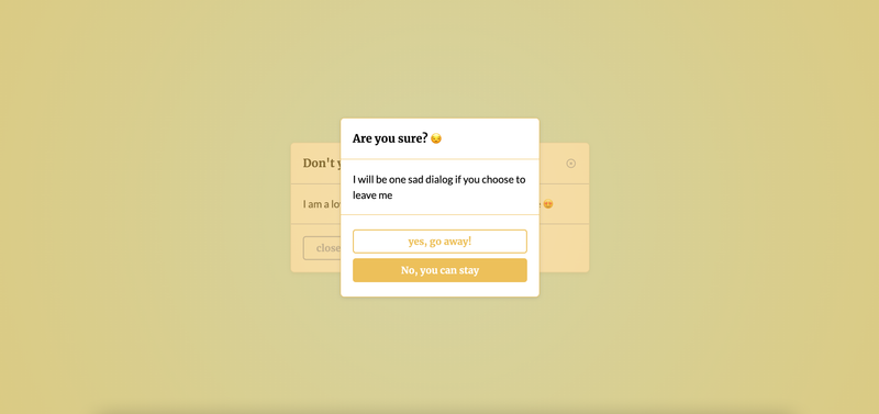 A lot of power with little JavaScript, the HTML dialog element is here ...